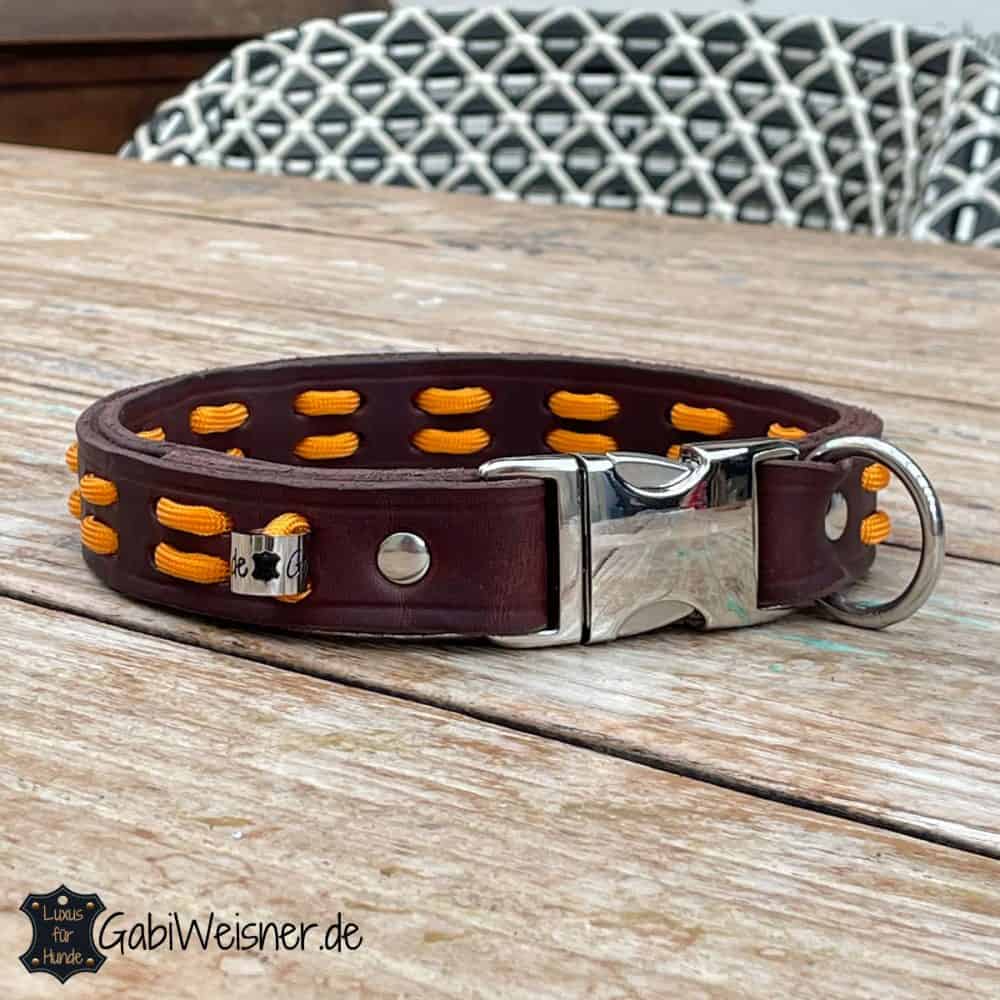 Hundehalsband mit Klickverschluss, Leder 25 mm breit